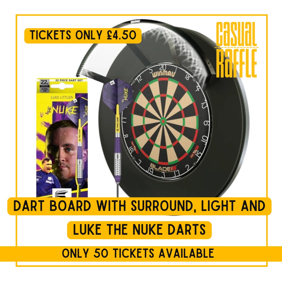 PL – Darts Setup – Board, Surround, Light, Littler Darts! – Casual Raffle